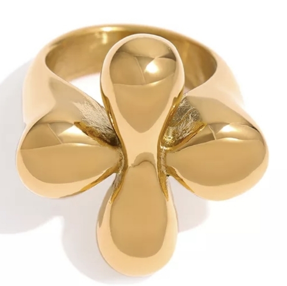 Jewelry | Flower Design Metalic Texture Ring | Poshmark